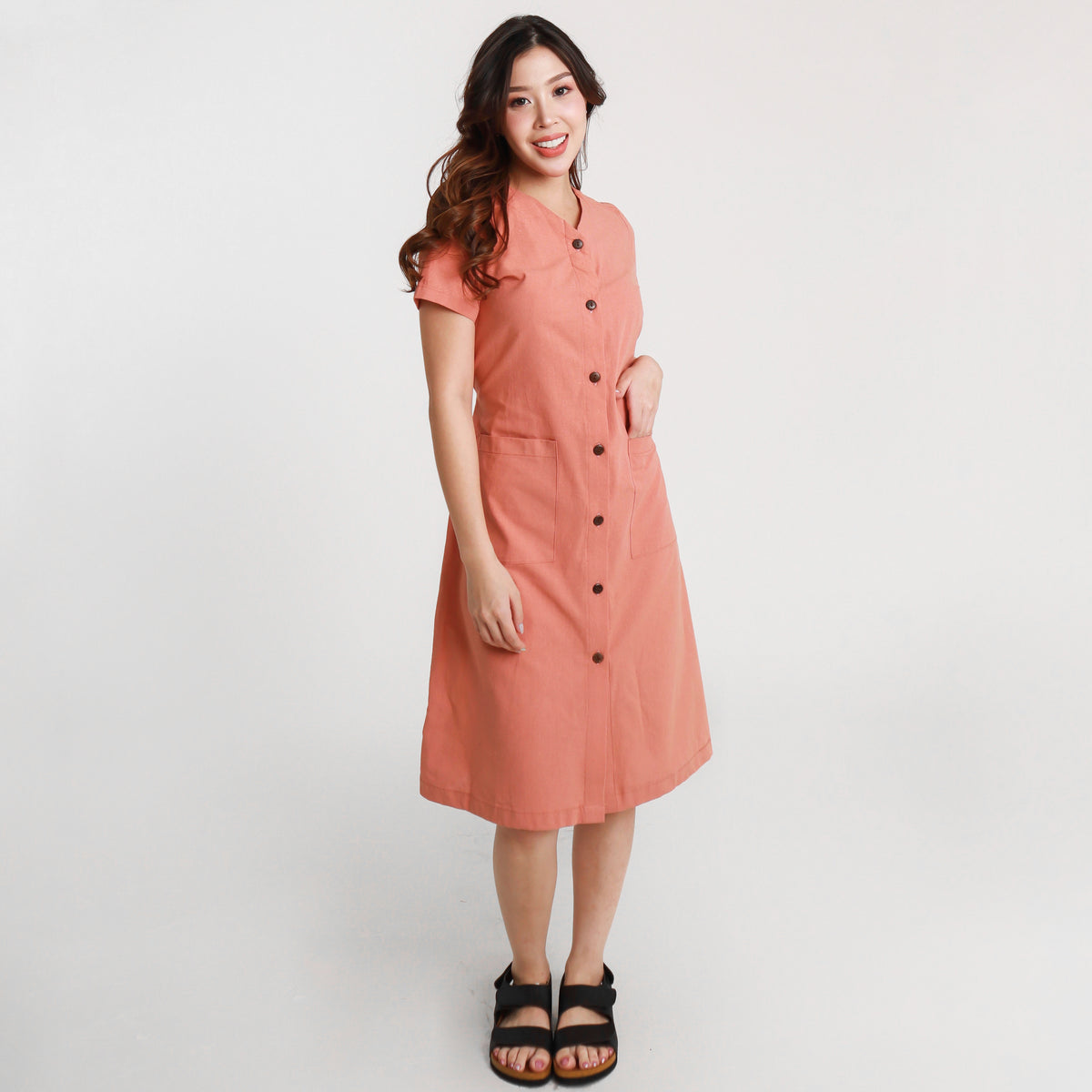 Ava Button Down String Dress - Peach – EL FELIPE